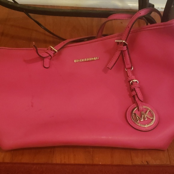 Michael Kors | Bags | Hot Pink Signature Of Mk Tote | Poshmark